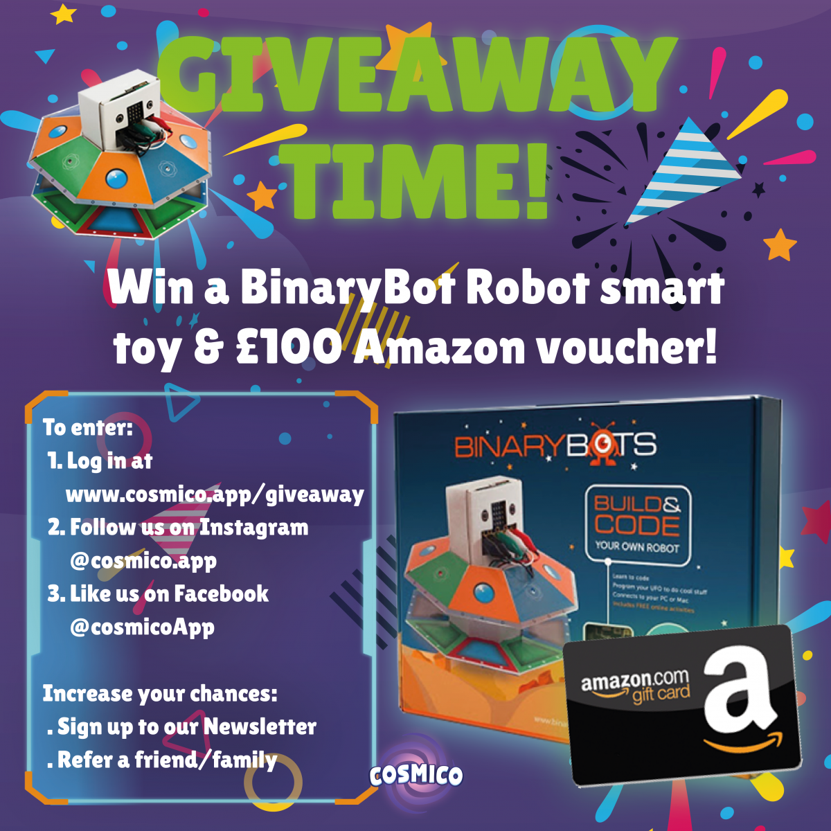 Sign up to Cosmico to win a BinaryBots UFO robot + £100 Amazon voucher! | Primary Times